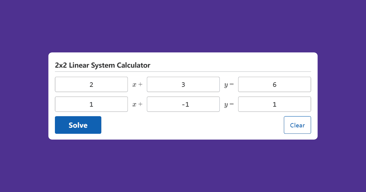 2x2 Linear System Calculator
