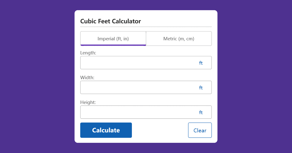 Cubic Feet Calculator