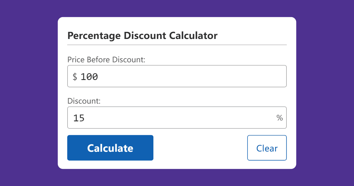 Percentage Discount Calculator