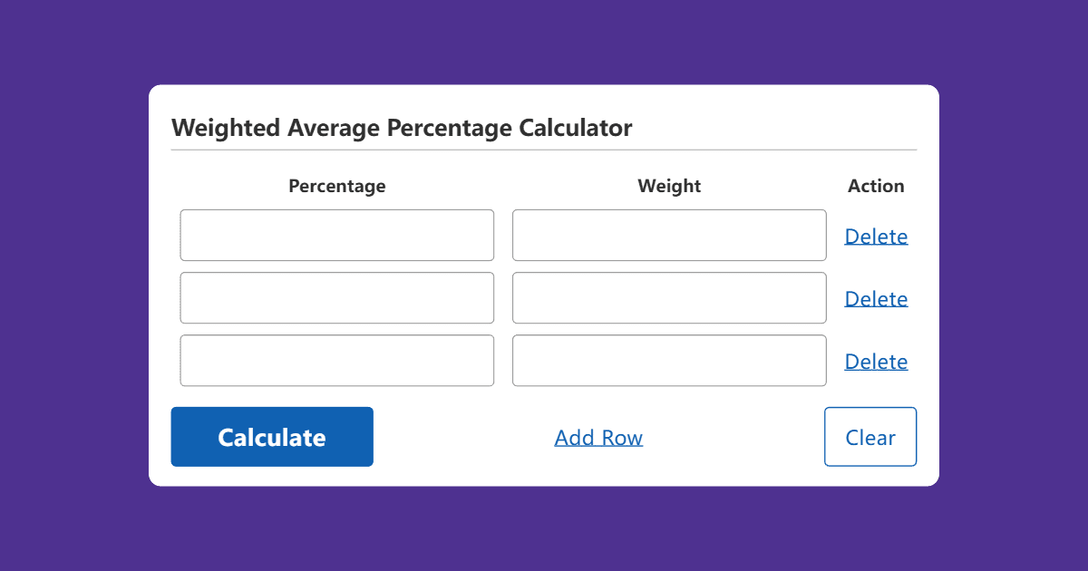 Weighted Average Percentage Calculator