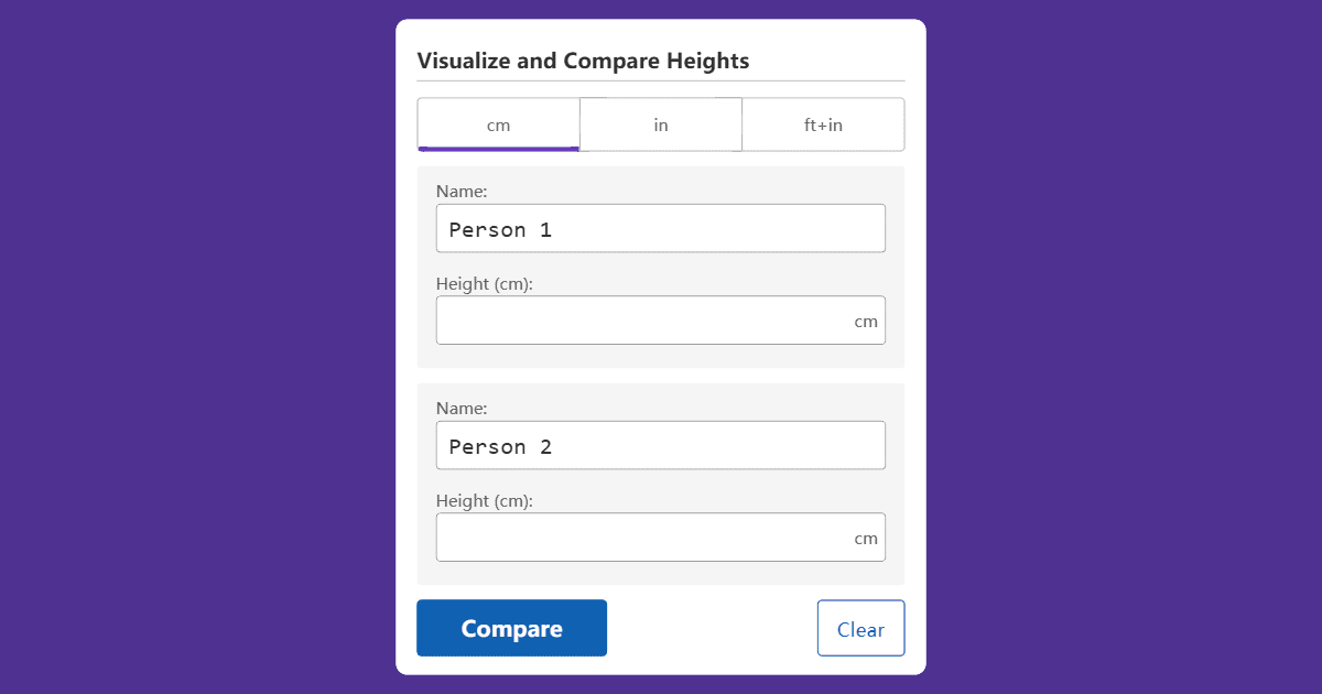 Height Comparison Calculator – Visualize and Compare Heights
