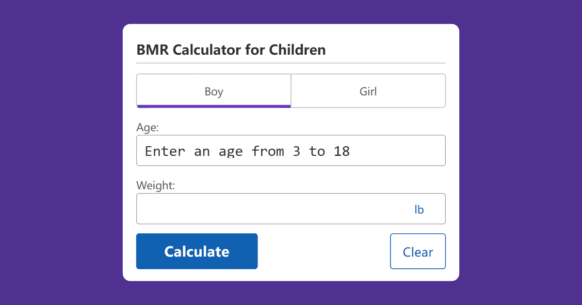 BMR Calculator for Children