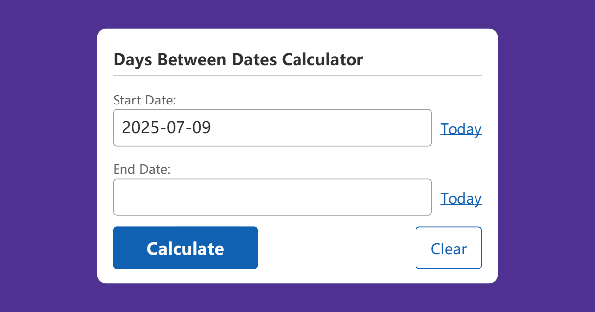 Days Between Dates Calculator