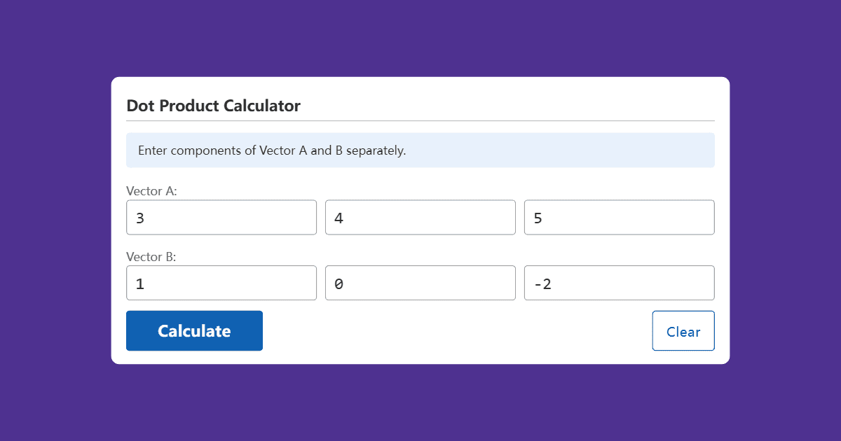 Dot Product Calculator