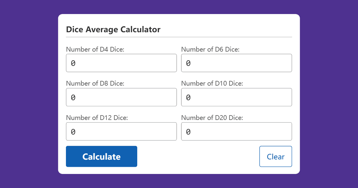 Dice Average Calculator