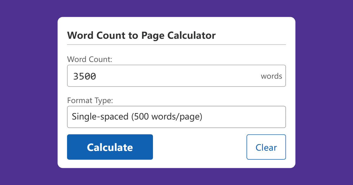 Word Count to Page Calculator