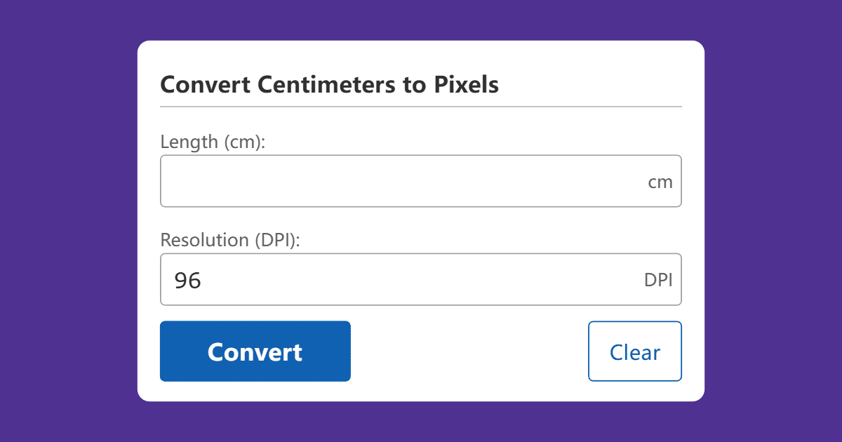 Centimeters to Pixels Calculator