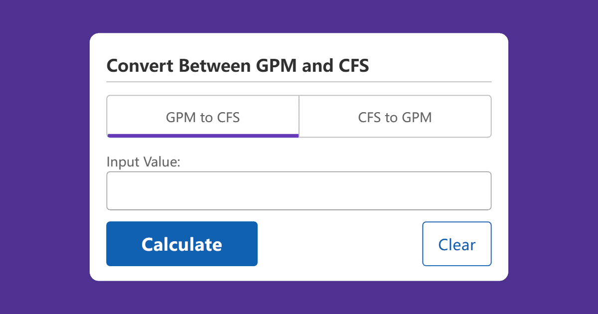 GPM to CFS Calculator