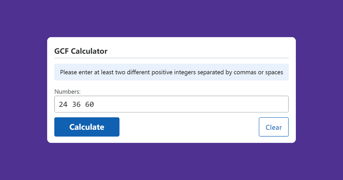 GCF Calculator