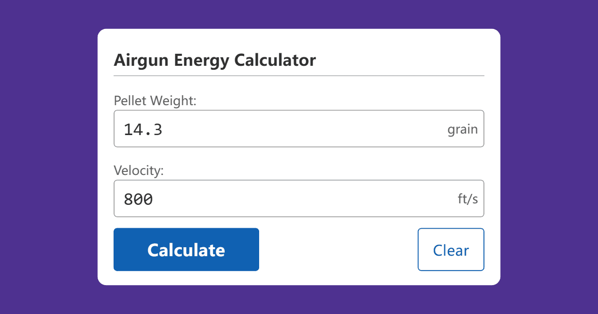 Airgun Energy Calculator