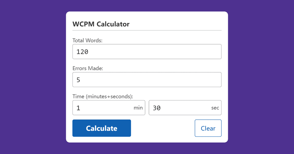 WCPM Calculator