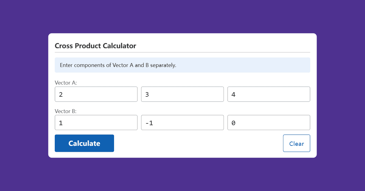 Cross Product Calculator