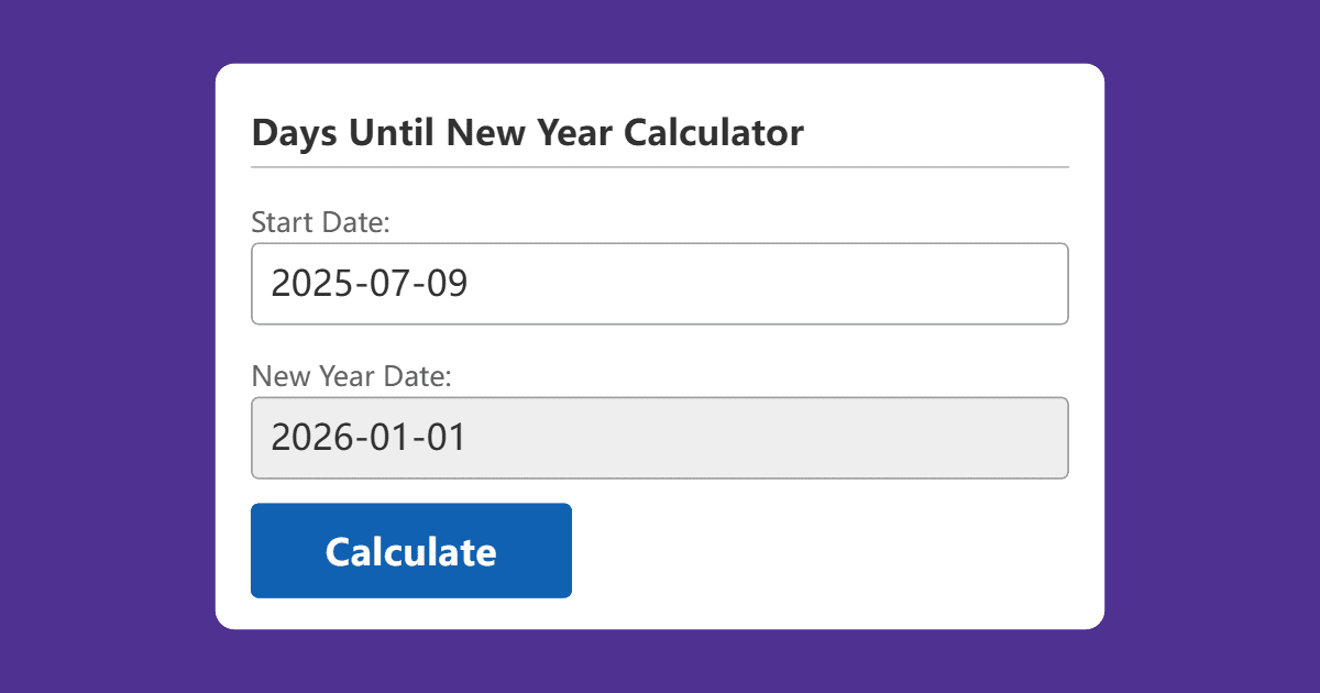 New Year Countdown Calculator