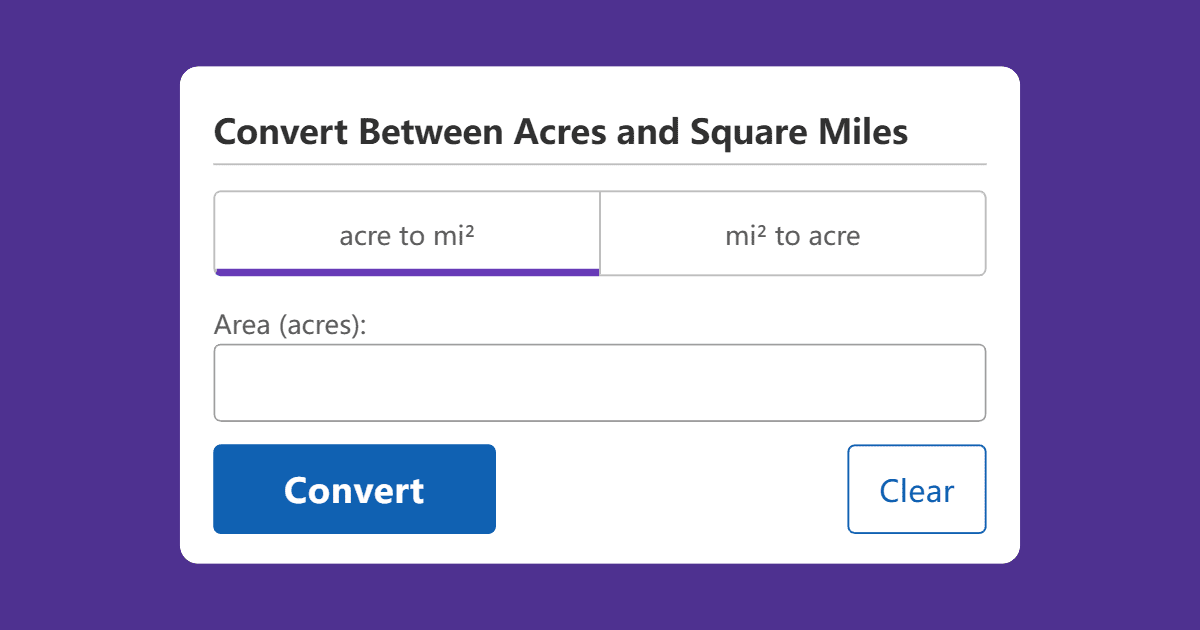 Acres to Square Miles Calculator