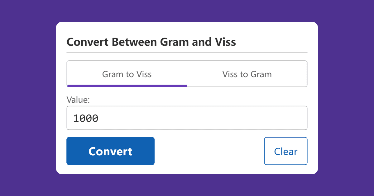 Gram to Viss Calculator