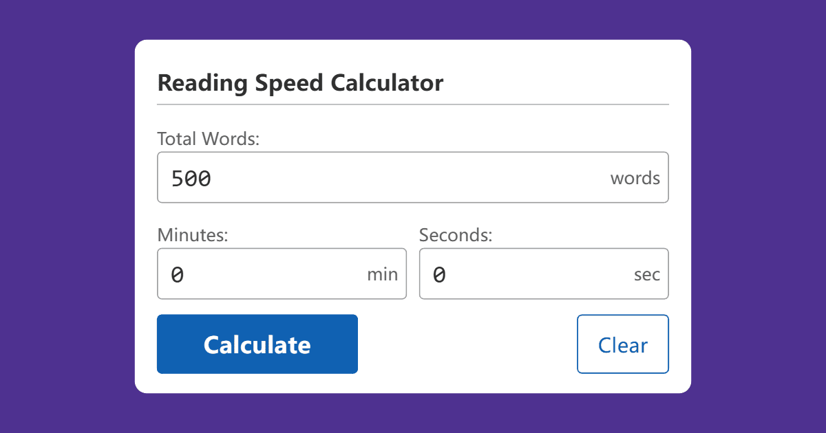Reading Speed Calculator