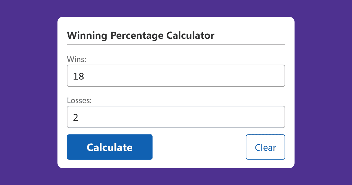 Winning Percentage Calculator