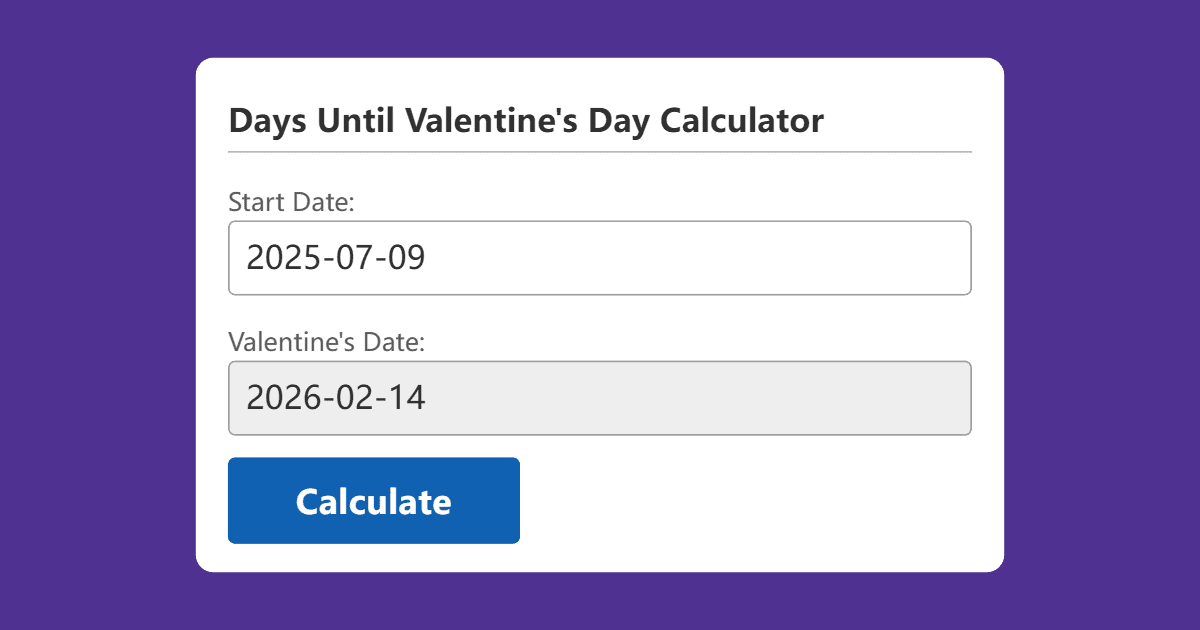 Valentine's Day Countdown Calculator