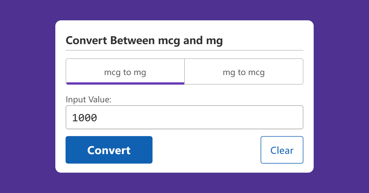 Mcg to Mg Calculator