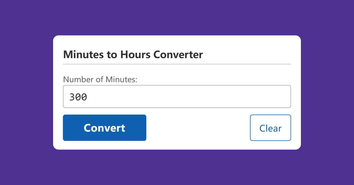 Minutes to Hours Calculator