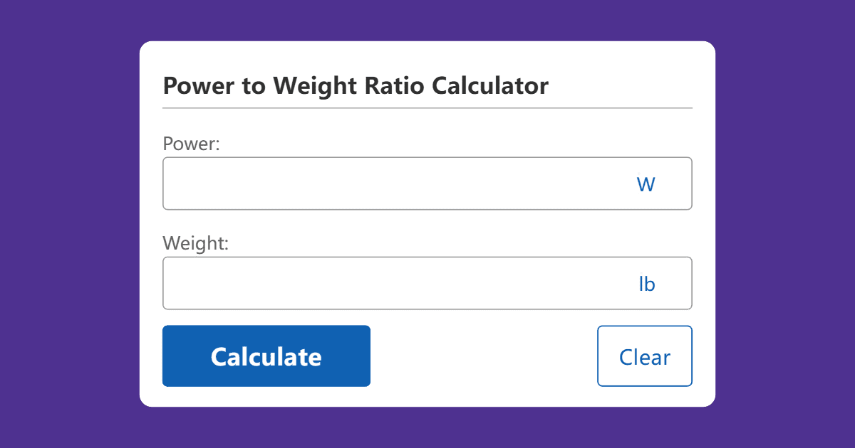 Power-to-Weight Ratio Calculator