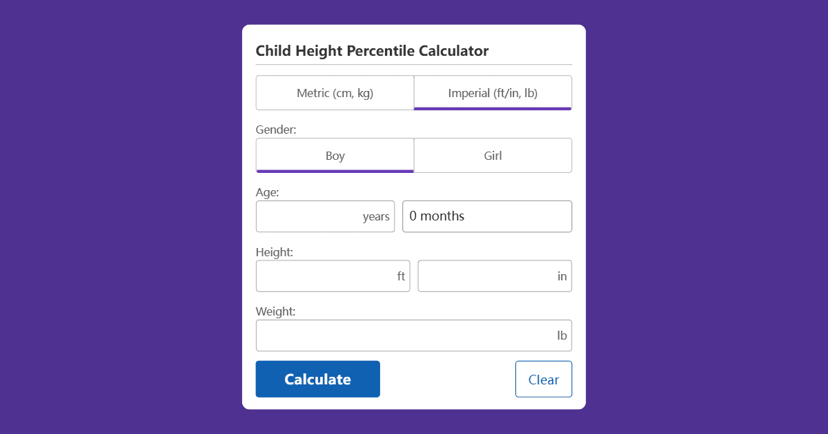 Child Height Percentile Calculator