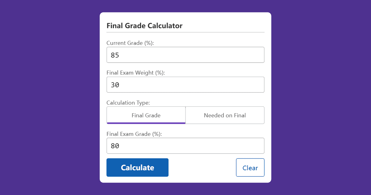 Final Grade Calculator